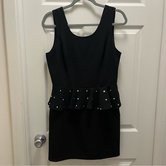 Double Zero | Dresses | Double Zero Black Peplum Dress With Silver ...